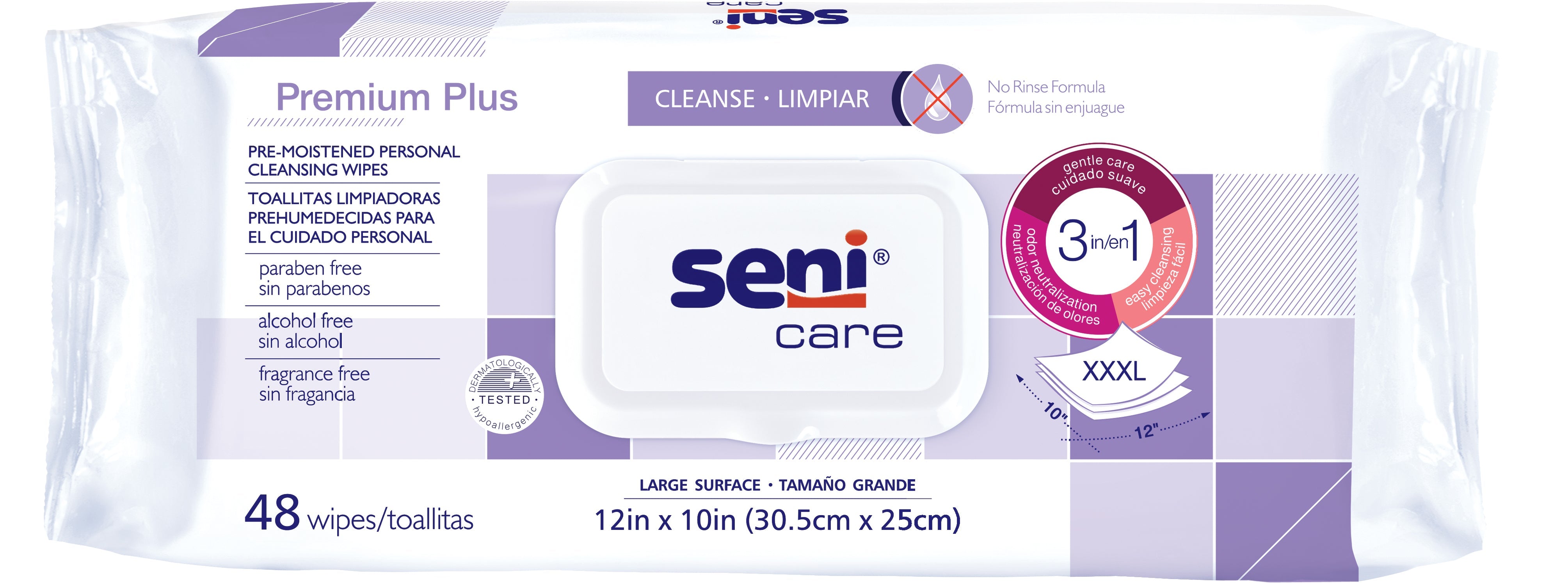 Seni Premium Pre-Moistened Cleansing Wipes, 12"x10"